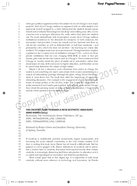 (PDF) Book Review of "The Creative Turn" (by Robyn Gibson)
