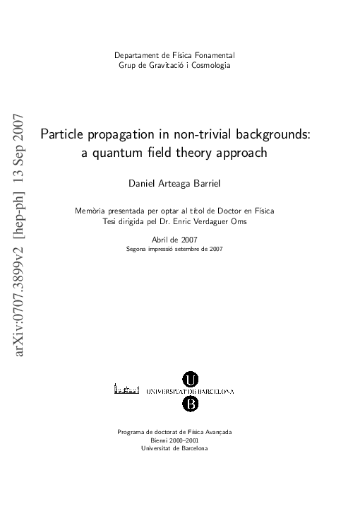 Pdf Particle Propagation In Non Trivial Backgrounds A Quantum Field