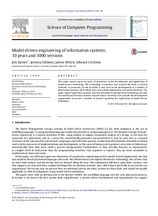 (PDF) Model-driven engineering of information systems: 10 years and ...