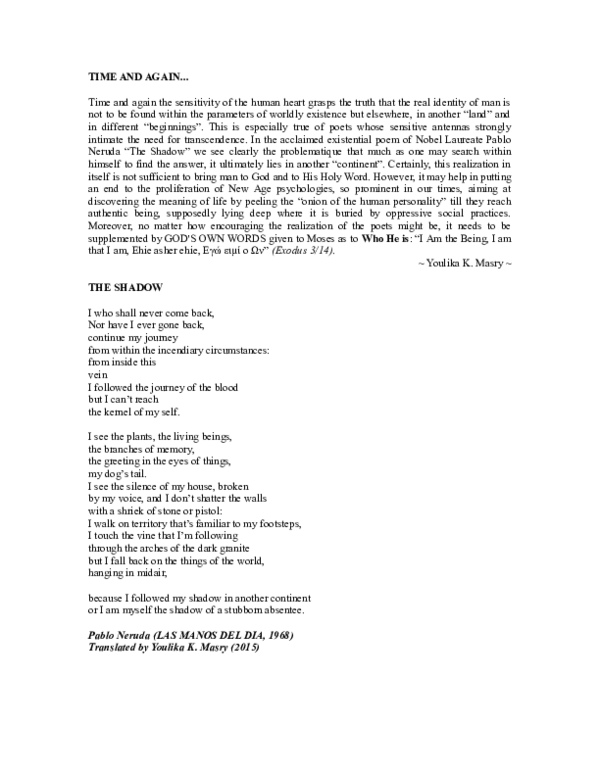 (DOC) The existentially insightful poem of Pablo Neruda THE SHADOW in ...