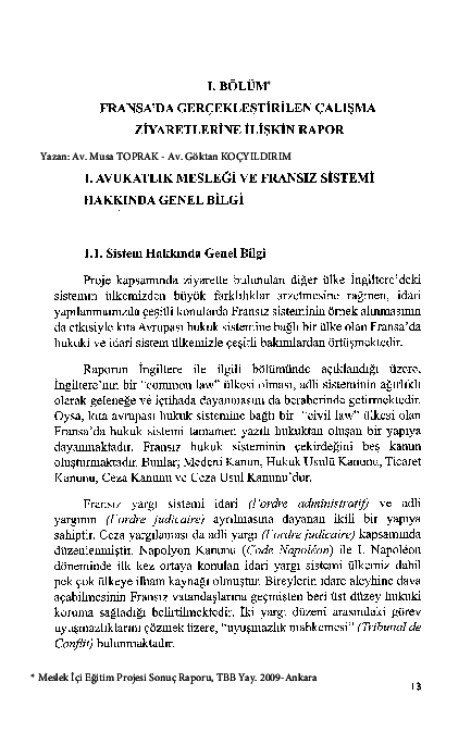 (PDF) AVUKATLIK MESLEĞi VE FRANSIZ SİSTEMİ HAKKINDA GENEL BİLGİ