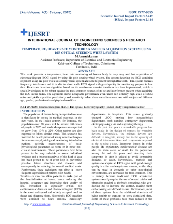 (PDF) TEMPERATURE, HEART RATE MONITORING AND ECG ACQUISITION SYSTEM ...