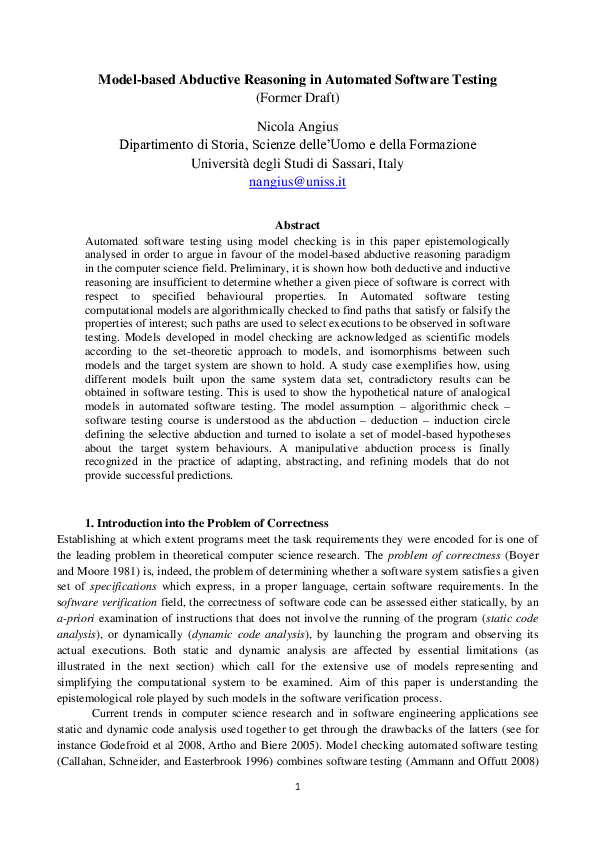 Pdf Model Based Abductive Reasoning In Automated Software Testing