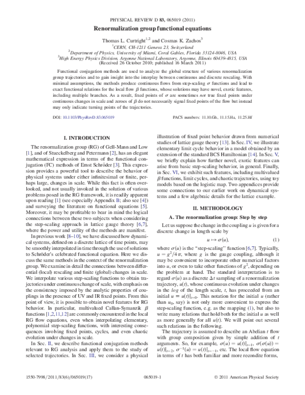 (PDF) Renormalization group functional equations