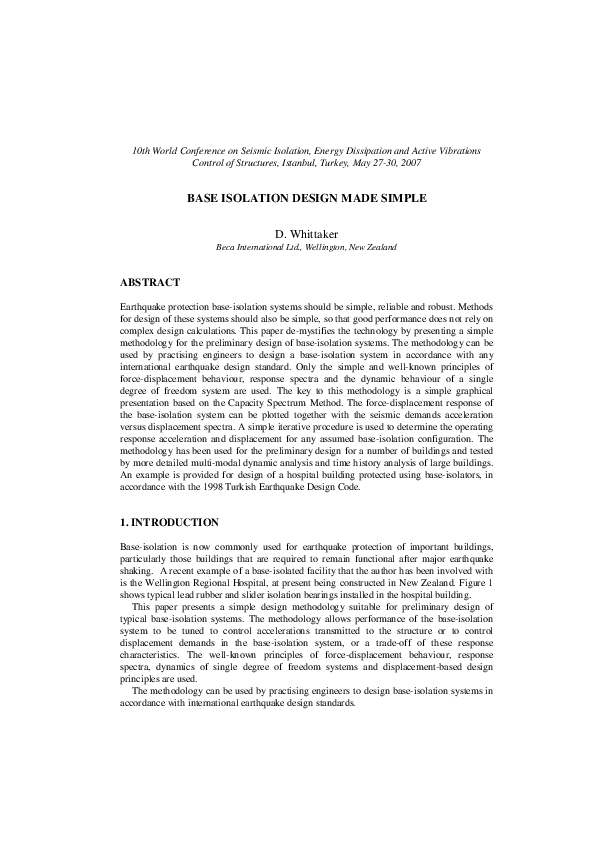 (PDF) BASE ISOLATION DESIGN MADE SIMPLE