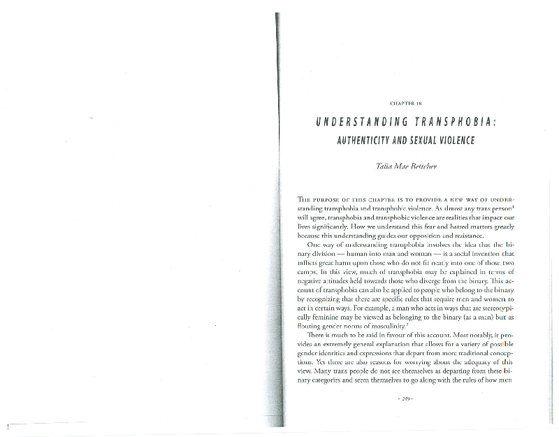 (PDF) Understanding transphobia: Authenticity and sexual violence