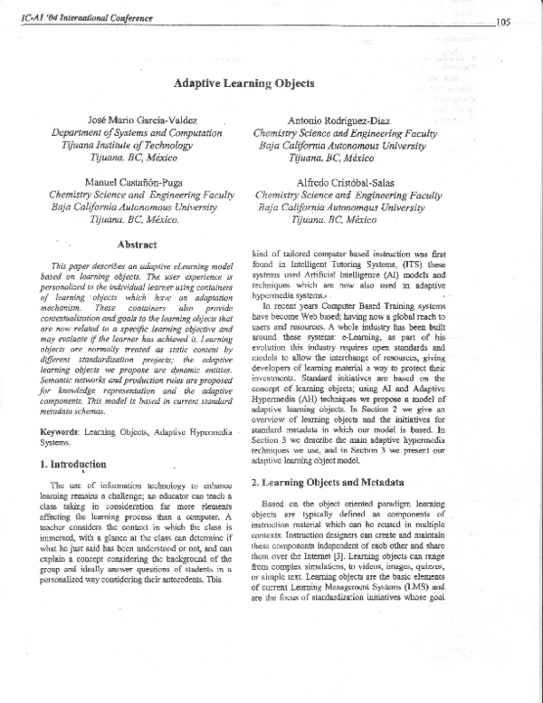 (PDF) Adaptive Learning Objects