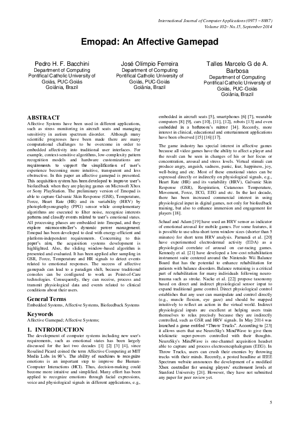 (PDF) Emopad: An Affective Gamepad