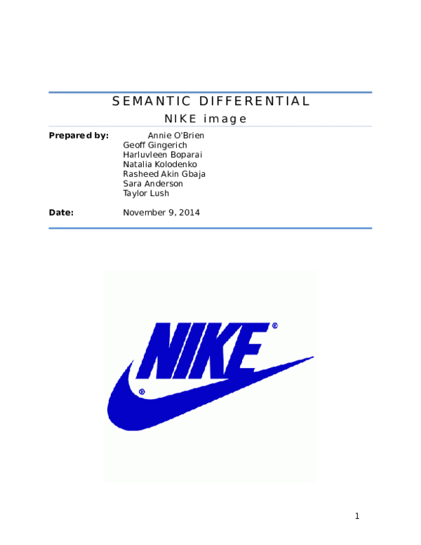 (DOC) Nike Semantic Differential
