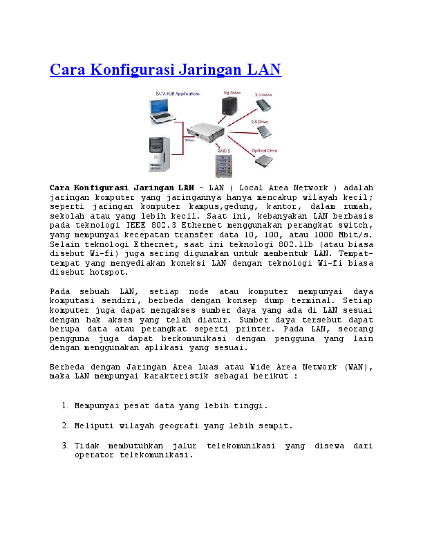 Cara Konfigurasi Jaringan LAN