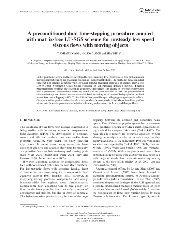 Pdf A Preconditioned Dual Time Stepping Procedure Coupled With Matrix