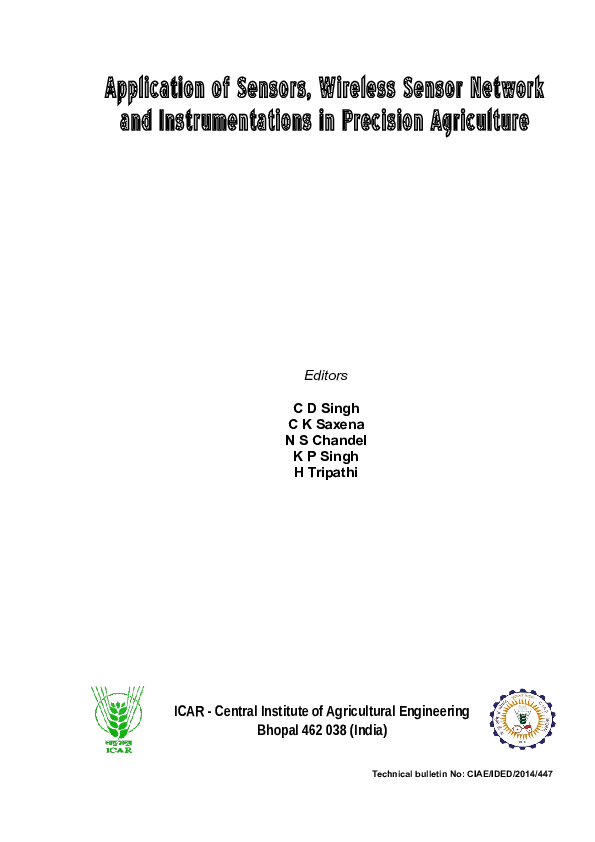 Doc Application Of Sensors Wireless Sensor Network And Instrumentations In Precision Agriculture