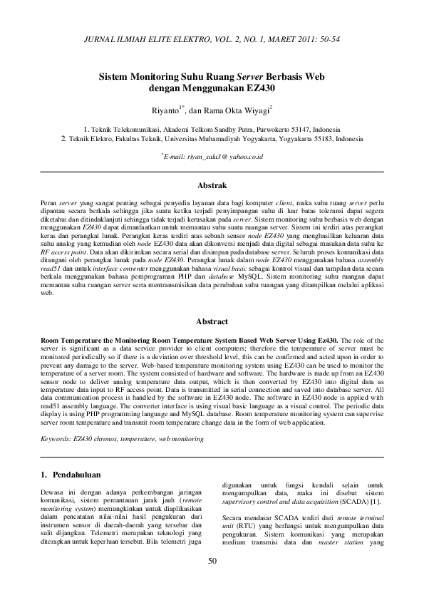 (PDF) Sistem Monitoring Suhu Ruang Server Berbasis Web dengan ...