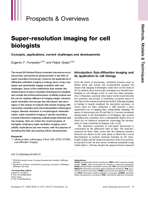 (PDF) Super-resolution imaging for cell biologists