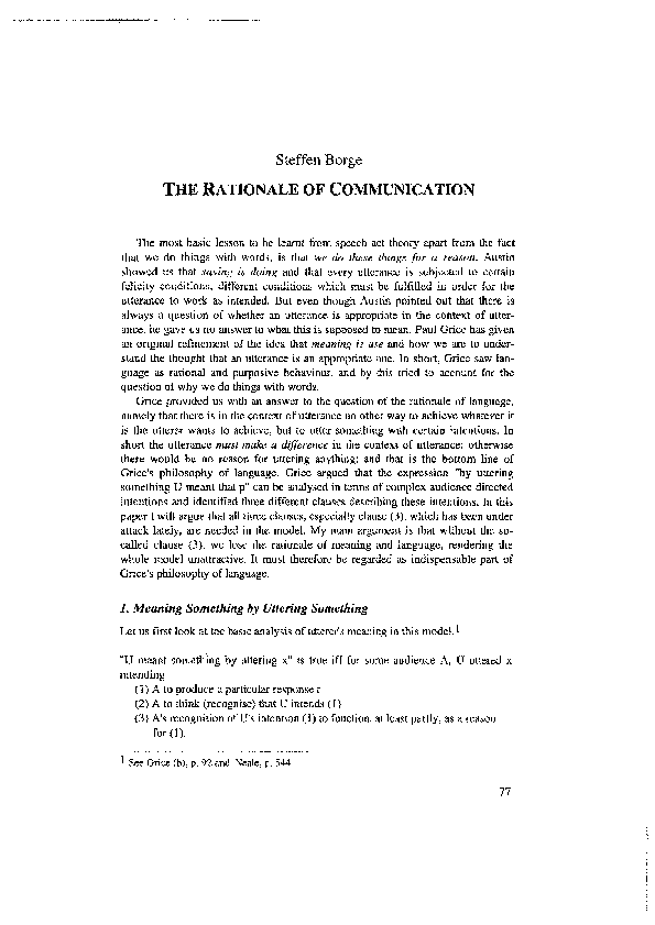 (PDF) The Rational of Communication