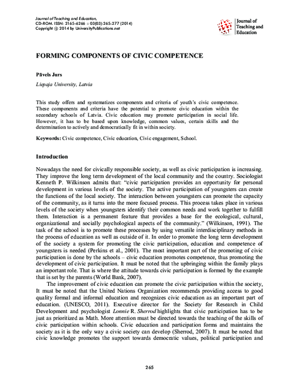 (PDF) Forming Components of Civic Competence