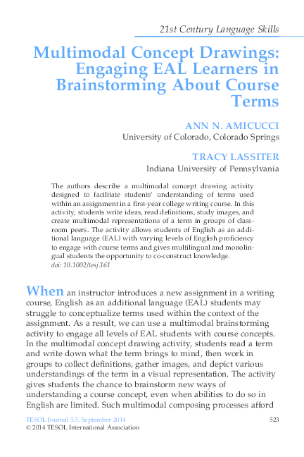 (PDF) Multimodal Concept Drawings: Engaging EAL Learners in ...