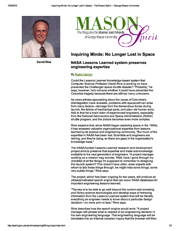 (PDF) NASA Lessons Learned