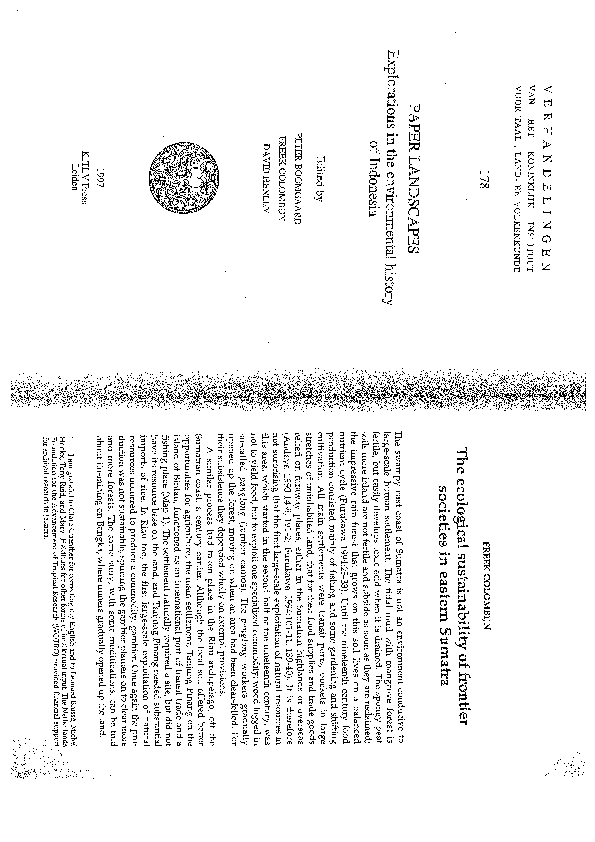 (PDF) The ecological sustainability of frontier societies in eastern ...