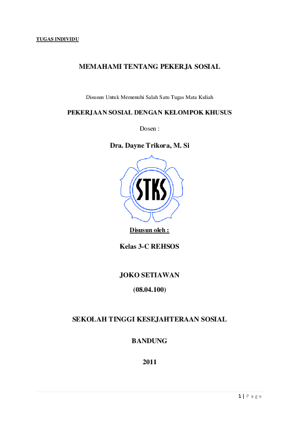 (PDF) Makalah Mini - Memahami Profesi Pekerjaan Sosial