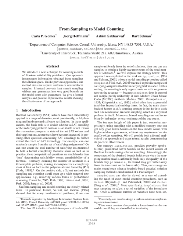 (PDF) From Sampling to Model Counting