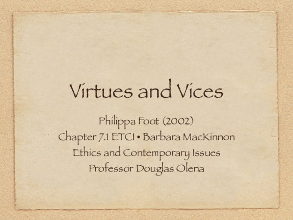 (PDF) Virtues and Vices