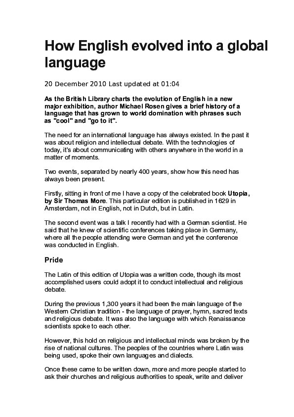 (DOC) How English evolved into a global language