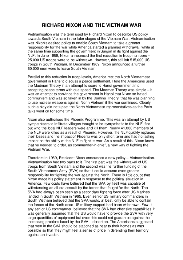 (PDF) RICHARD NIXON AND THE VIETNAM WAR