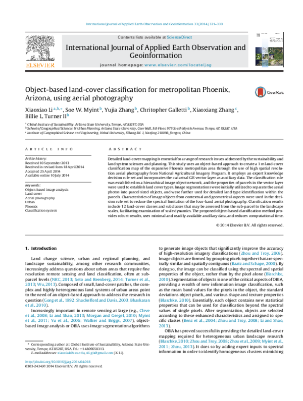 (PDF) Object-based land-cover classification for metropolitan Phoenix, Arizona, using aerial ...