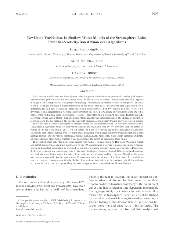 (PDF) Revisiting Vacillations in Shallow-Water Models of the Stratosphere Using Potential ...