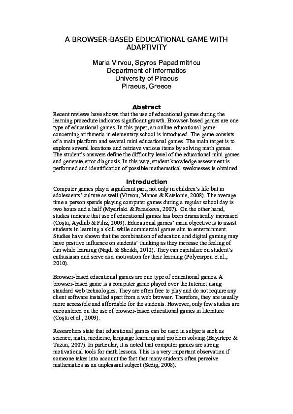 (PDF) A browser-based educational game with adaptivity