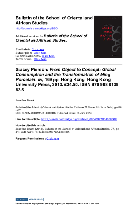 (PDF) Stacey Pierson, 'From Object to Concept: Global Consumption and ...