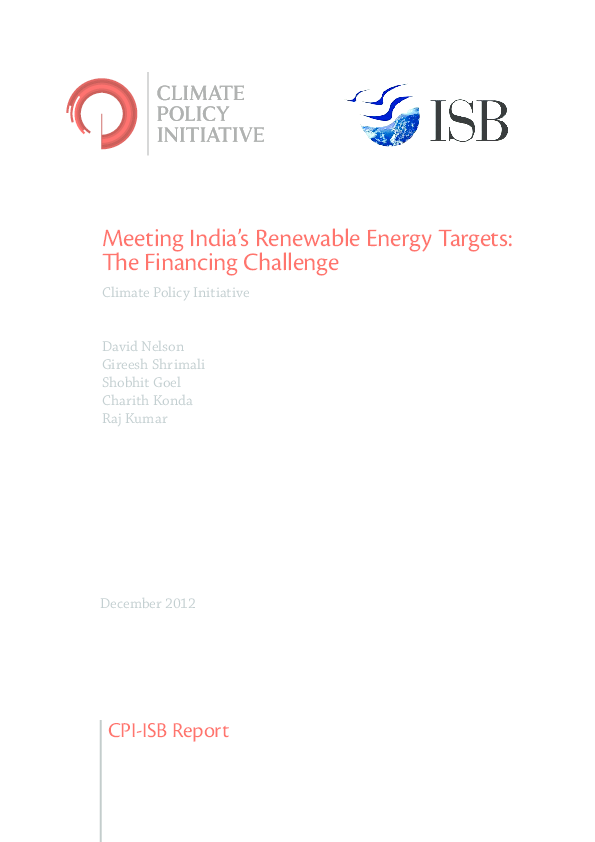 (PDF) Meeting India's Renewable Energy Targets: The Financing Challenge ...