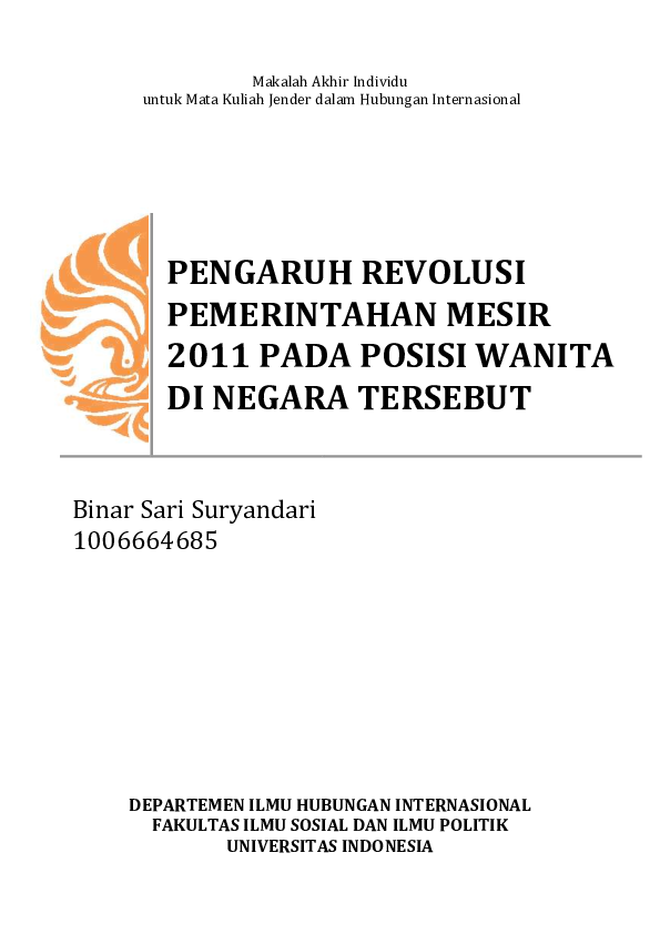 (PDF) Pengaruh Revolusi Pemerintahan Mesir 2011 pada Posisi Wanita di Negara Tersebut