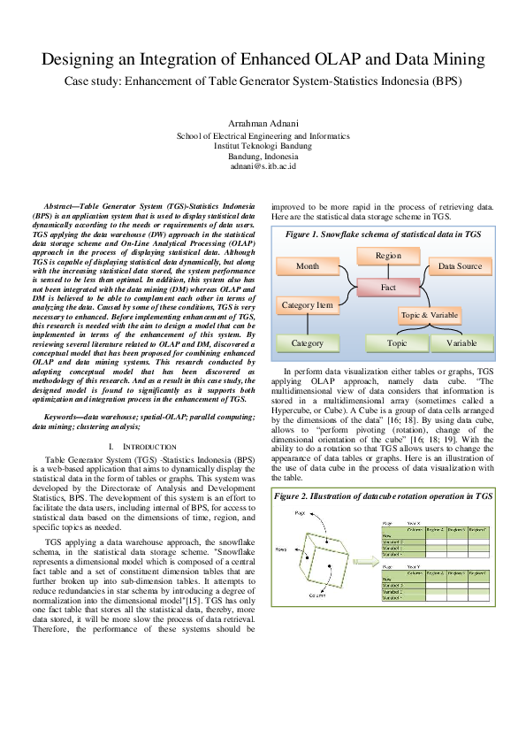 (PDF) Designing an Integration of Enhanced OLAP and Data Mining