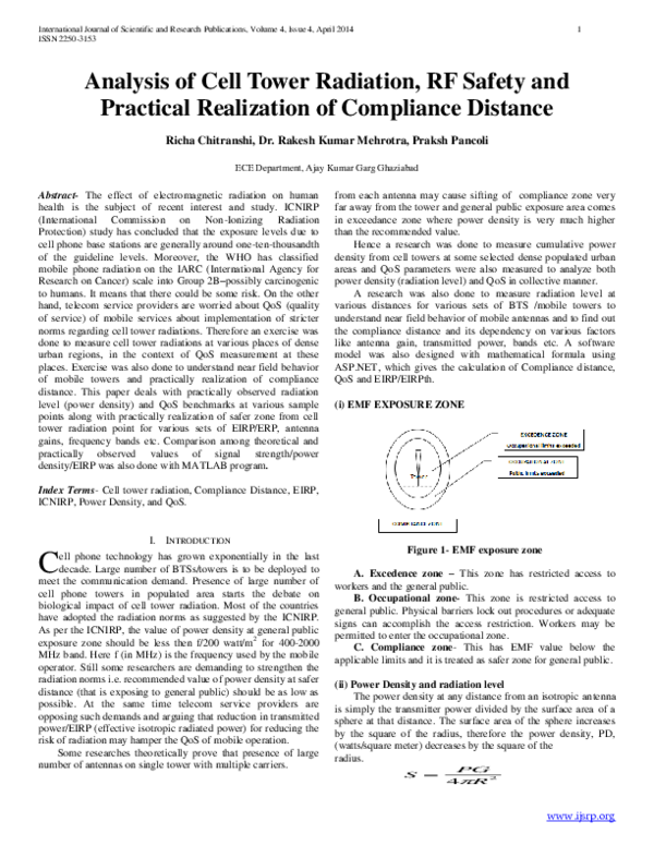 (PDF) Analysis of Cell Tower Radiation, RF Safety and Practical ...