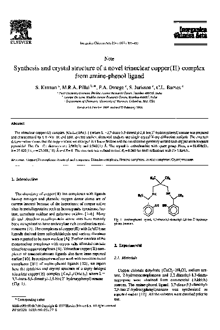 (PDF) Synthesis and crystal structure of a novel trinuclear copper(II ...