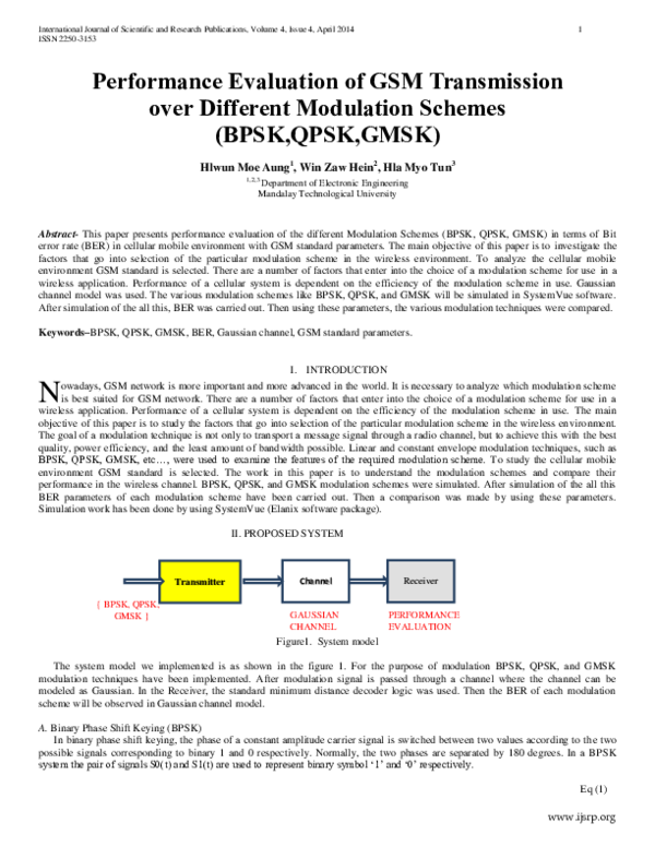 Pdf Performance Evaluation Of Gsm Transmission Over Different