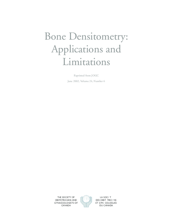 (PDF) BONE DENSITOMETRY :A PPLICATIONS AND LIMITATIONS
