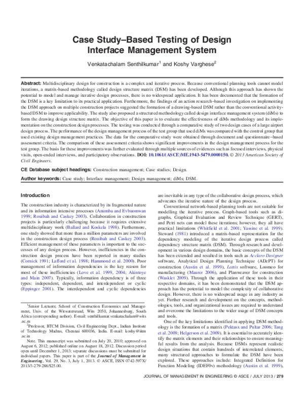 (PDF) Case study based testing of design interface management system