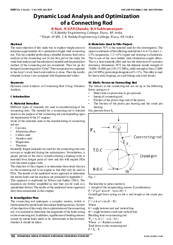 (PDF) Dynamic Load Analysis and Optimization of a Connecting Rod