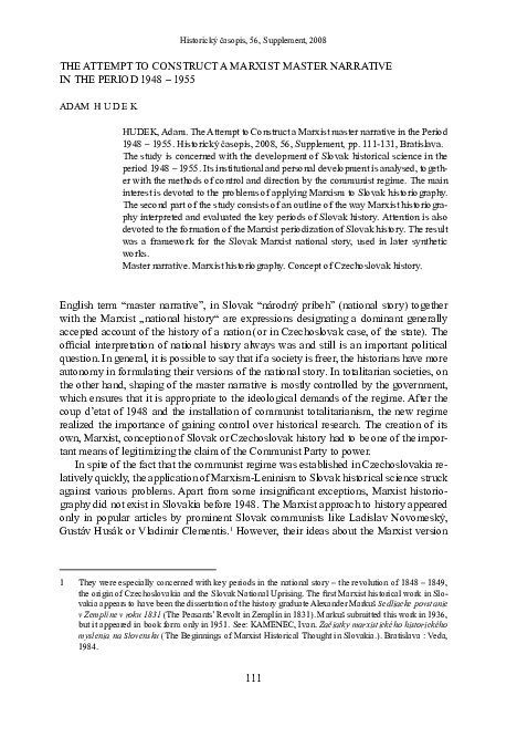 (PDF) The Attempt to Construct a Marxist Master Narrative in the Period ...
