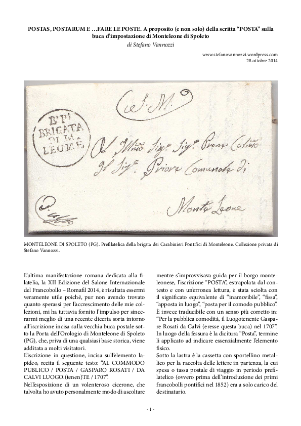 (PDF) POSTAS, POSTARUM E ... FARE LE POSTE. A proposito (e non solo ...