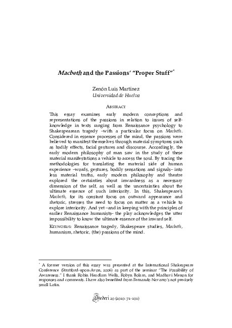 (PDF) Zenón Luis Martínez. "Macbeth and the Passions’ 'Proper Stuff'"