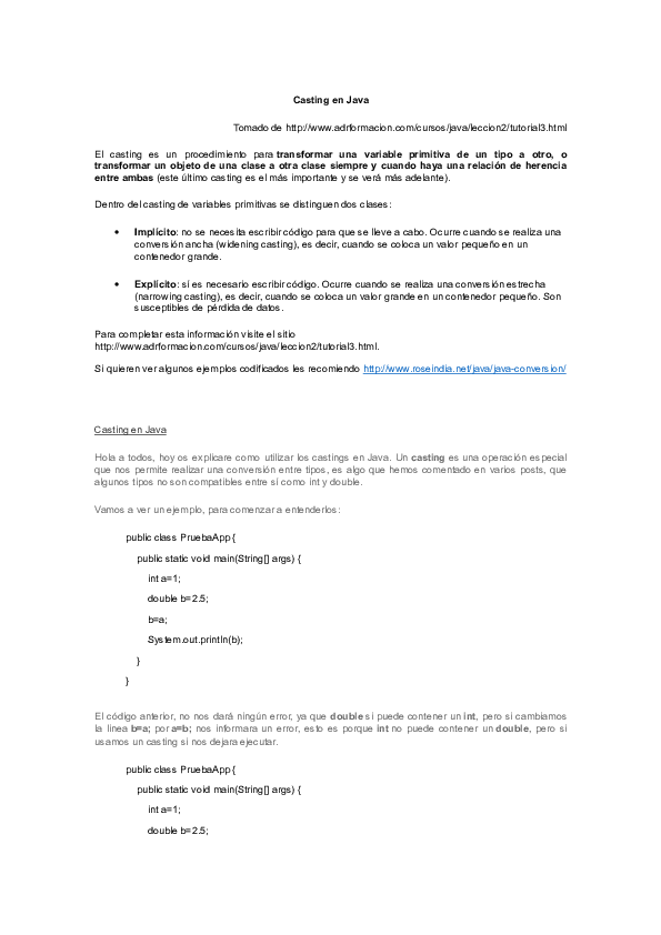 (DOC) Casting en Java