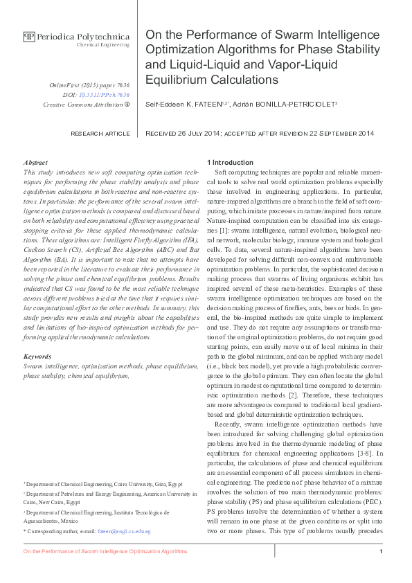 Pdf On The Performance Of Swarm Intelligence Optimization Algorithms