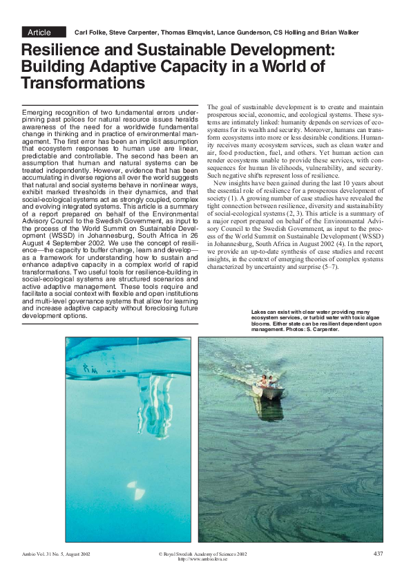 (PDF) Resilience and Sustainable Development: Building Adaptive ...