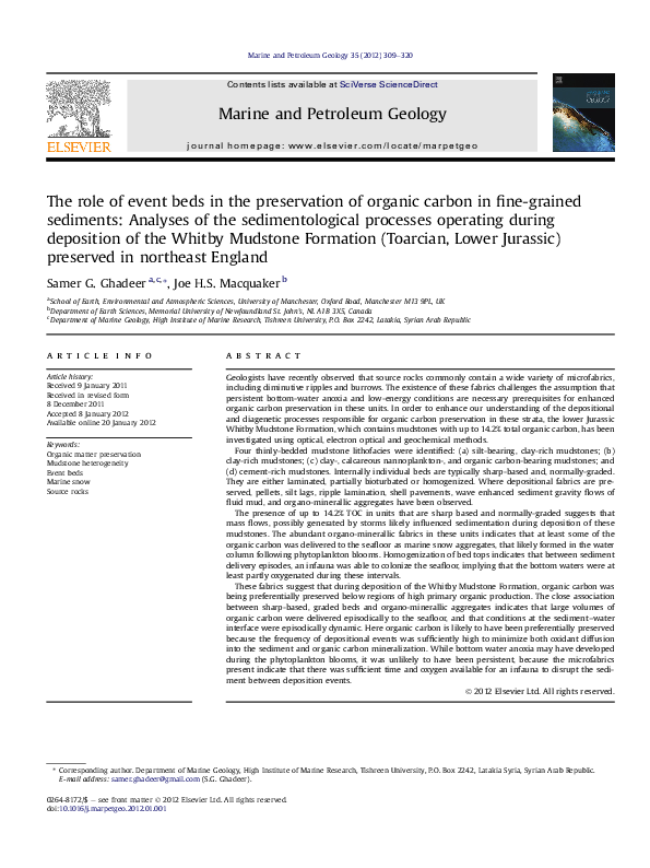 The role of event beds in the preservation of organic carbon in fine ...