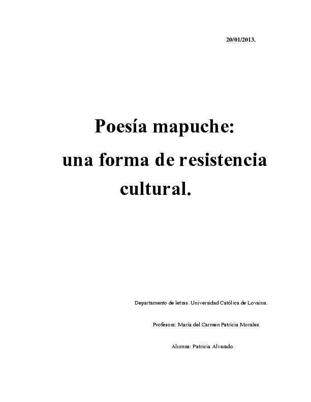 (PDF) Poesía Mapuche. Una forma de resistencia Cultural.