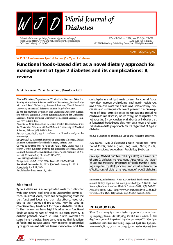 (PDF) Functional foods-based diet as a novel dietary approach for ...
